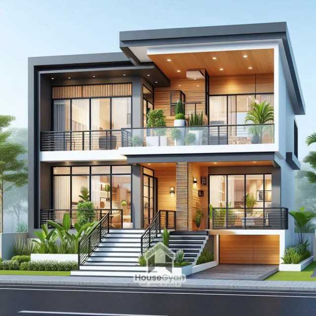 20x50 First Floor 3D Front House Elevation Design